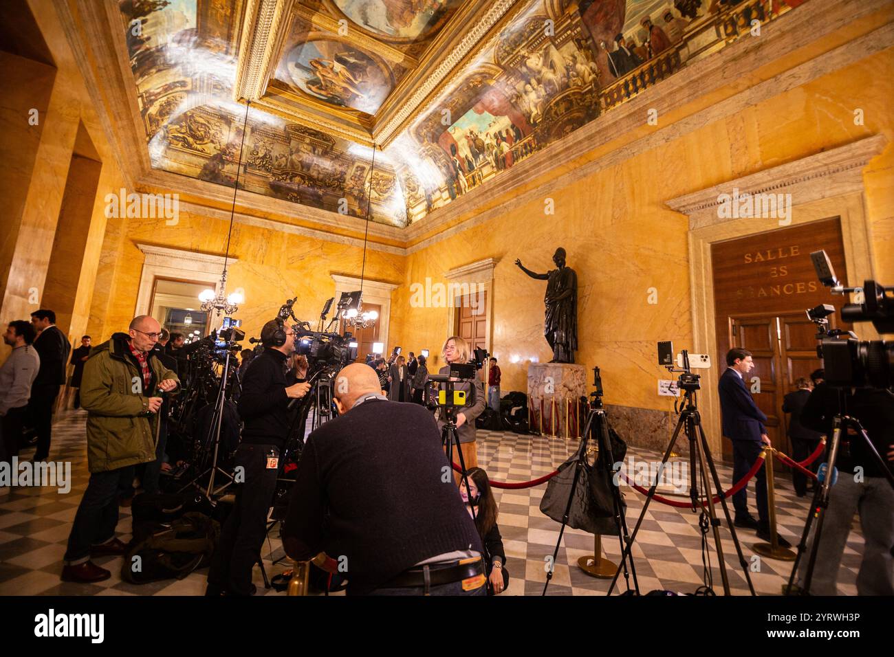 Paris, France, 04/12/2024, View of the area reserved for journalists in ...