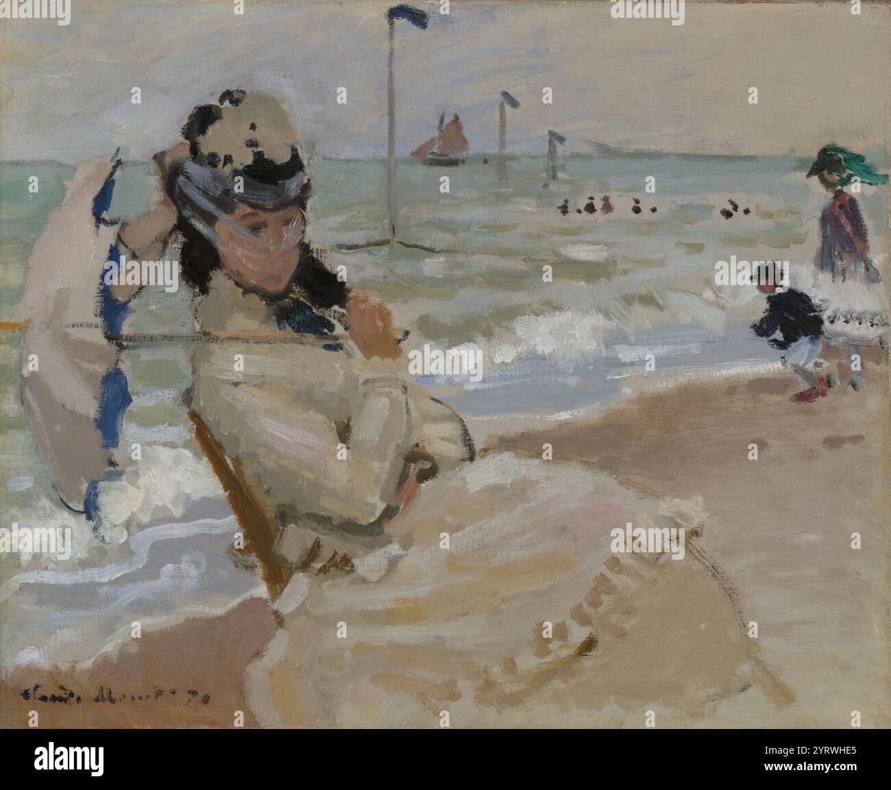 Claude Monet - Camille on the Beach in Trouville Stock Photo - Alamy