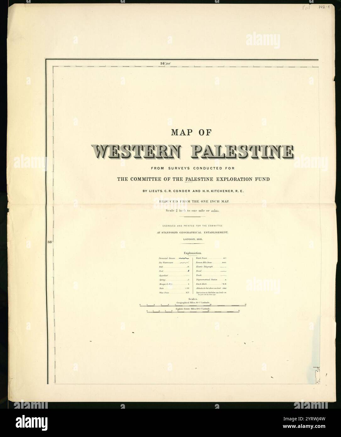Claude Reignier Conder, Map of Western Palestine from surveys conducted ...