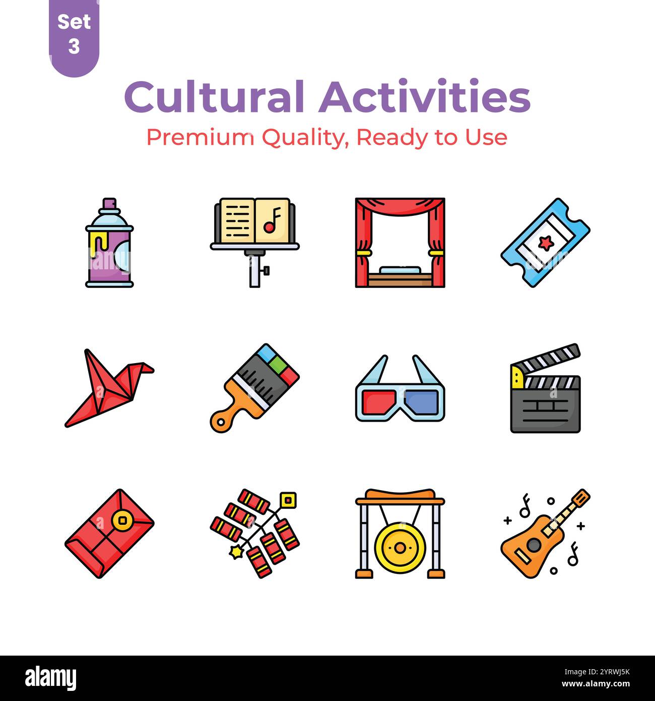 Grab this creatively designed cultural activities icons set, ready to ...