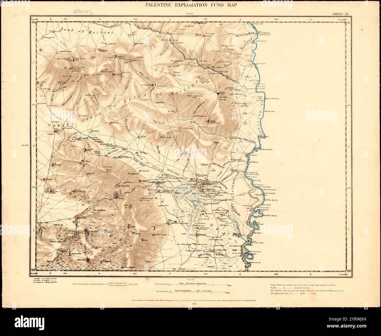Claude Reignier Conder, Map of Western Palestine in 26 sheets from the ...