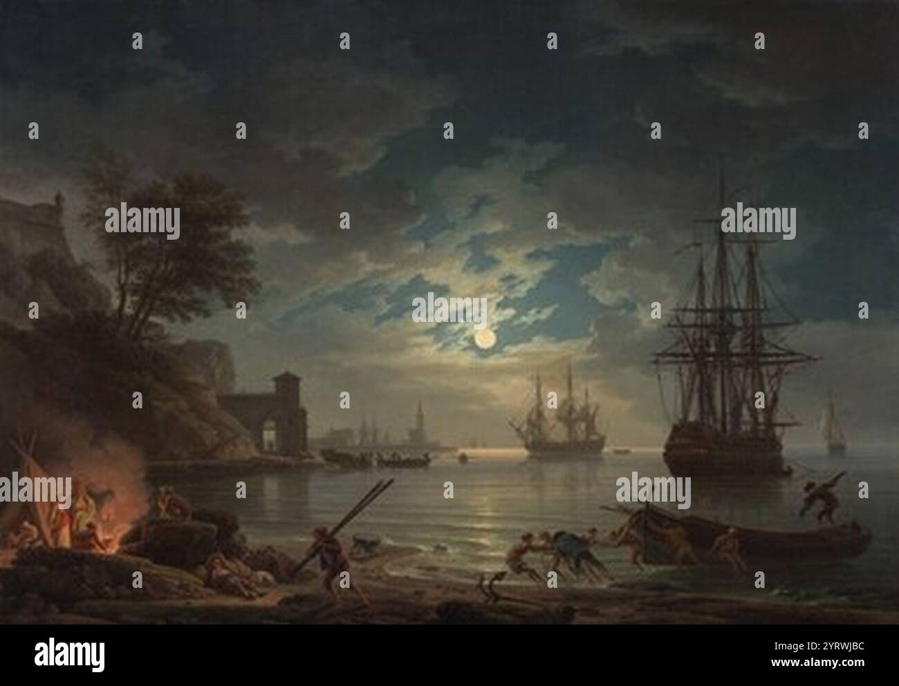 Claude-Joseph Vernet - Moonlight Stock Photo - Alamy