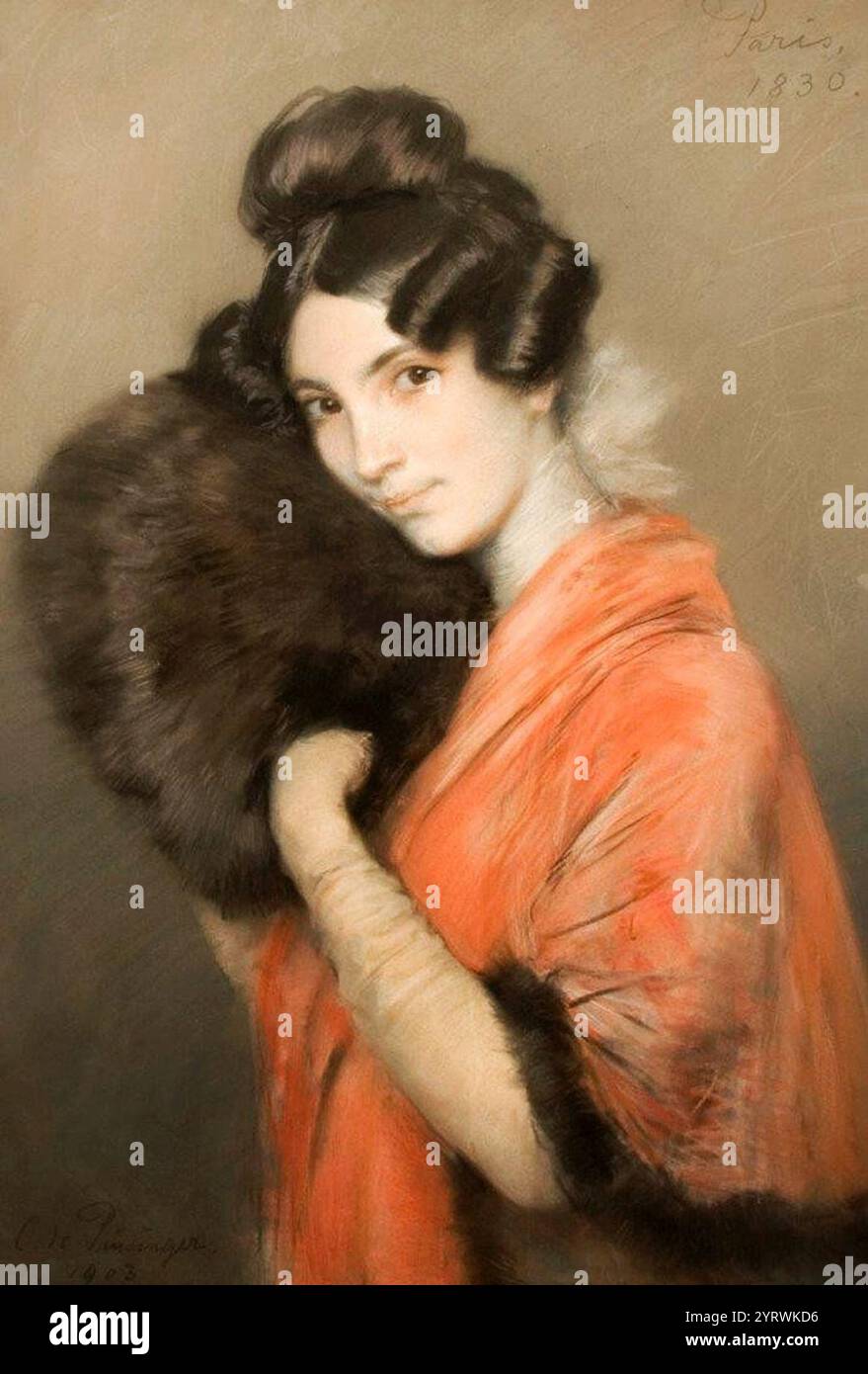 Clemens von Pausinger - Portrait of a Lady with a Muff, 1903 Stock ...