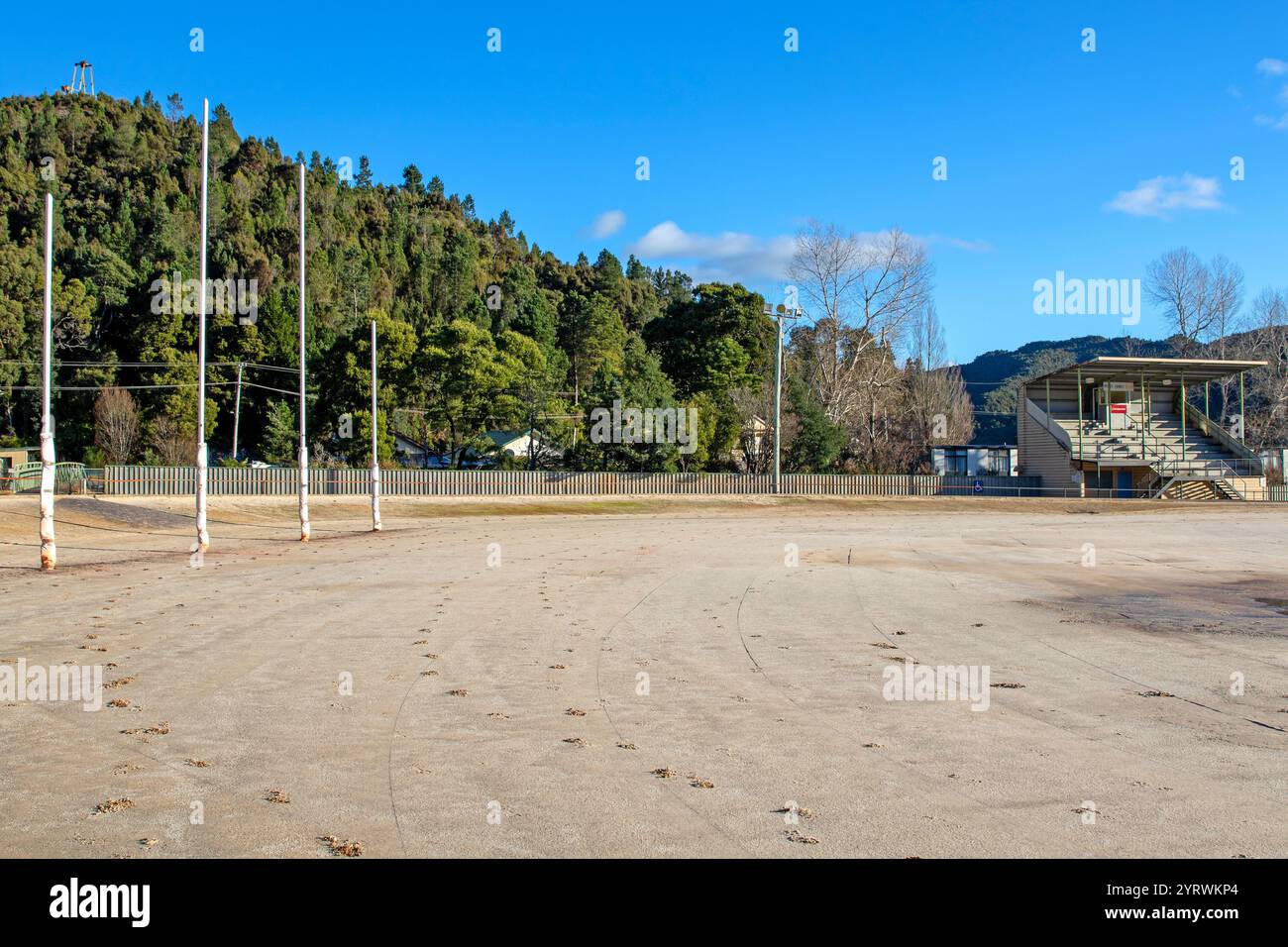 The gravel football oval in Queenstown, Tasmania Stock Photo - Alamy
