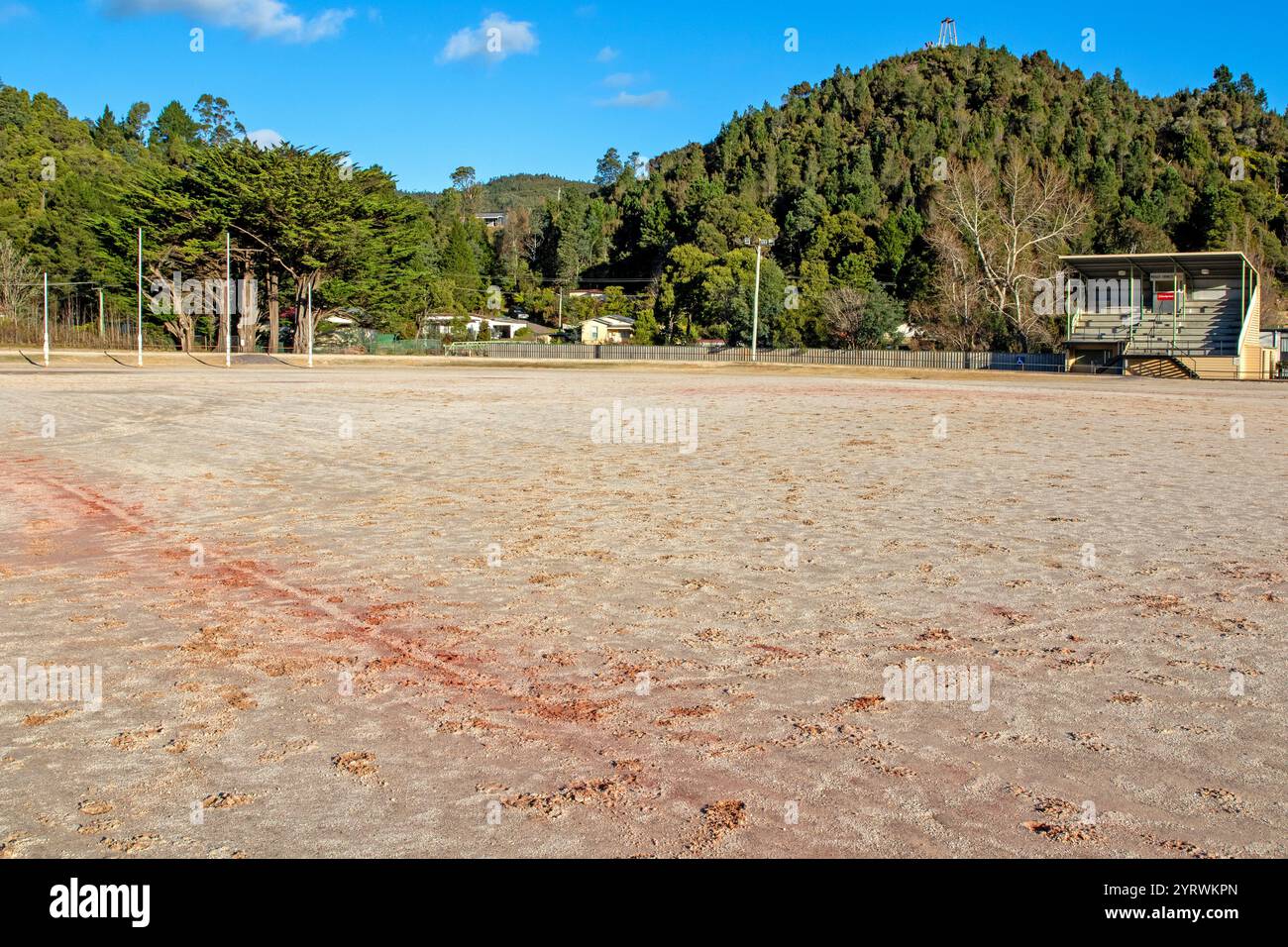 The gravel football oval in Queenstown, Tasmania Stock Photo - Alamy
