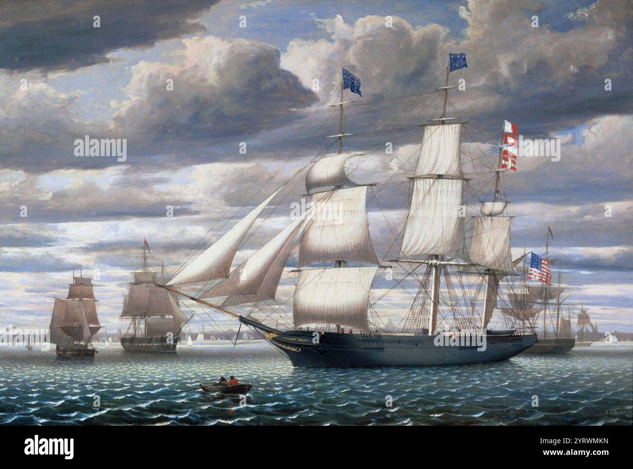 Clipper Ship Southern Cross Leaving Boston Harbor 1851 Stock Photo - Alamy