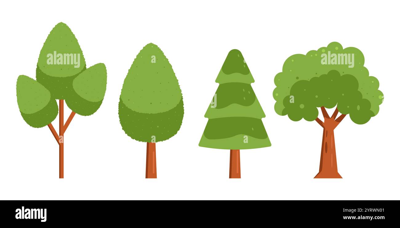 tree illustration collection in hand drawn design style Stock Vector ...