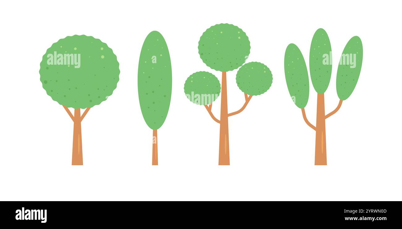 tree collection illustration in a flat design style Stock Vector Image ...