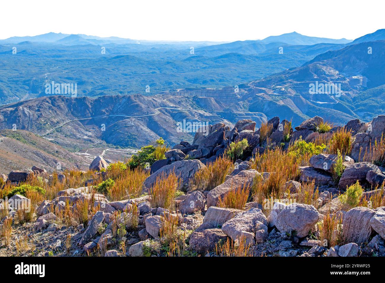 View to the Mt Lyell Mine above Queenstown from Mt Owen Stock Photo - Alamy