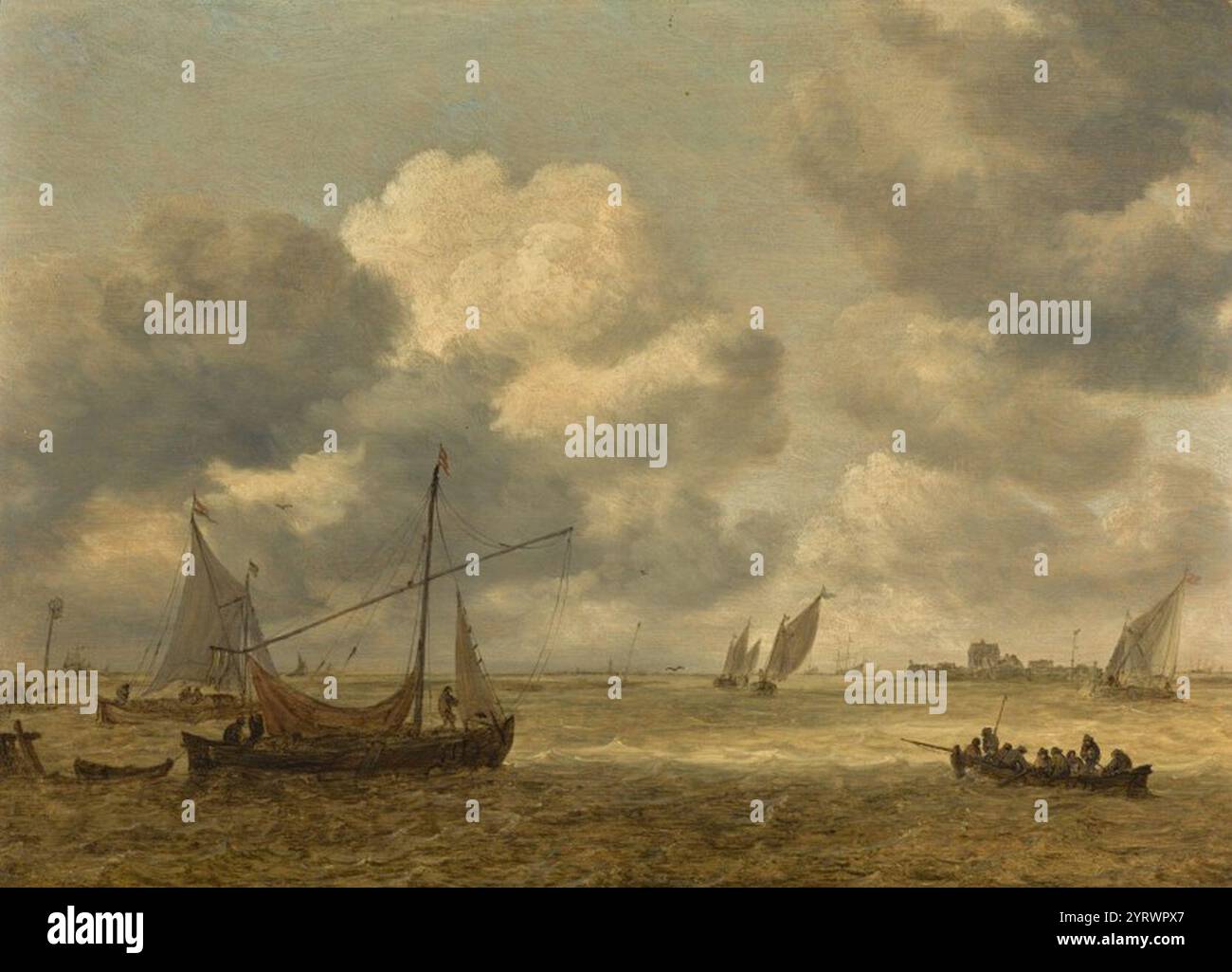 COASTAL SCENE WITH SMALL VESSELS IN A CHOPPY SEA Stock Photo - Alamy