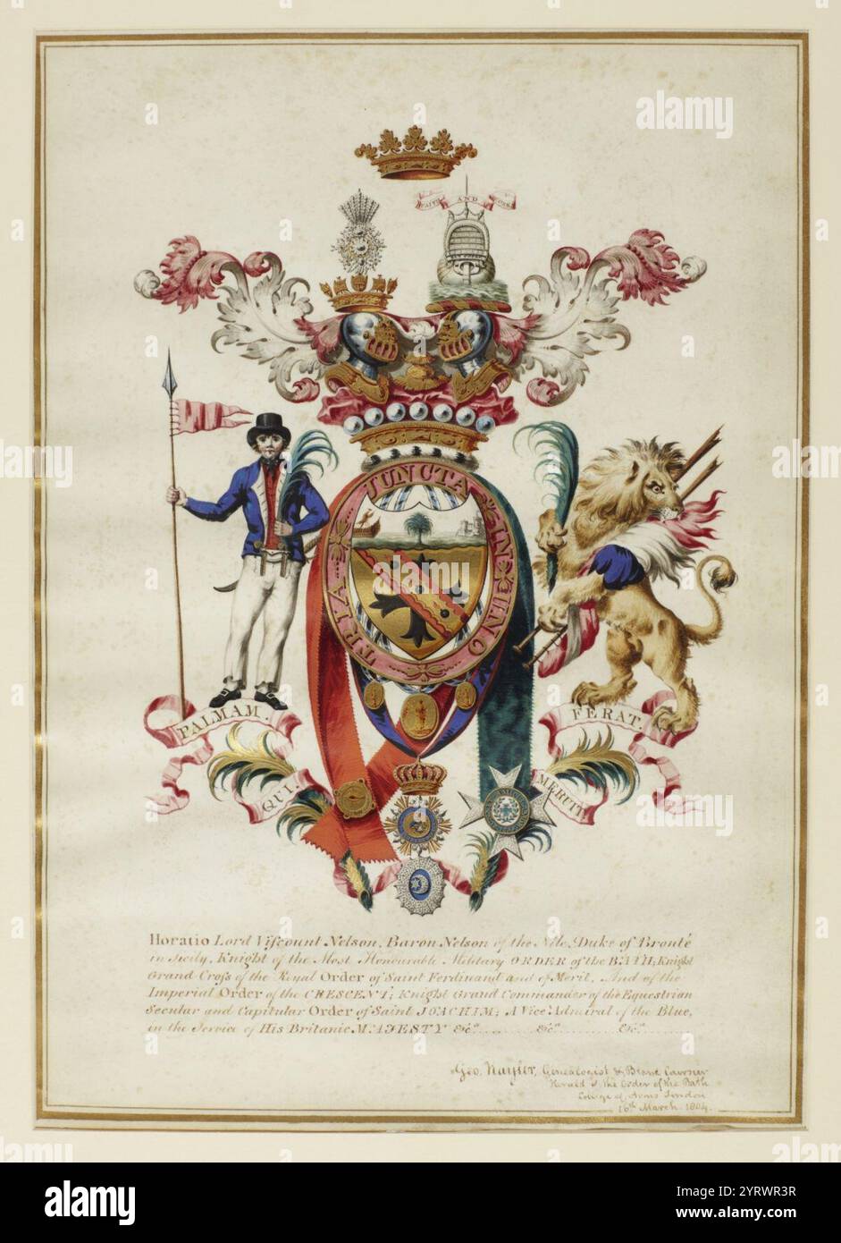 Coat of arms of Horation Nelson, 1st Viscount Nelson Stock Photo - Alamy