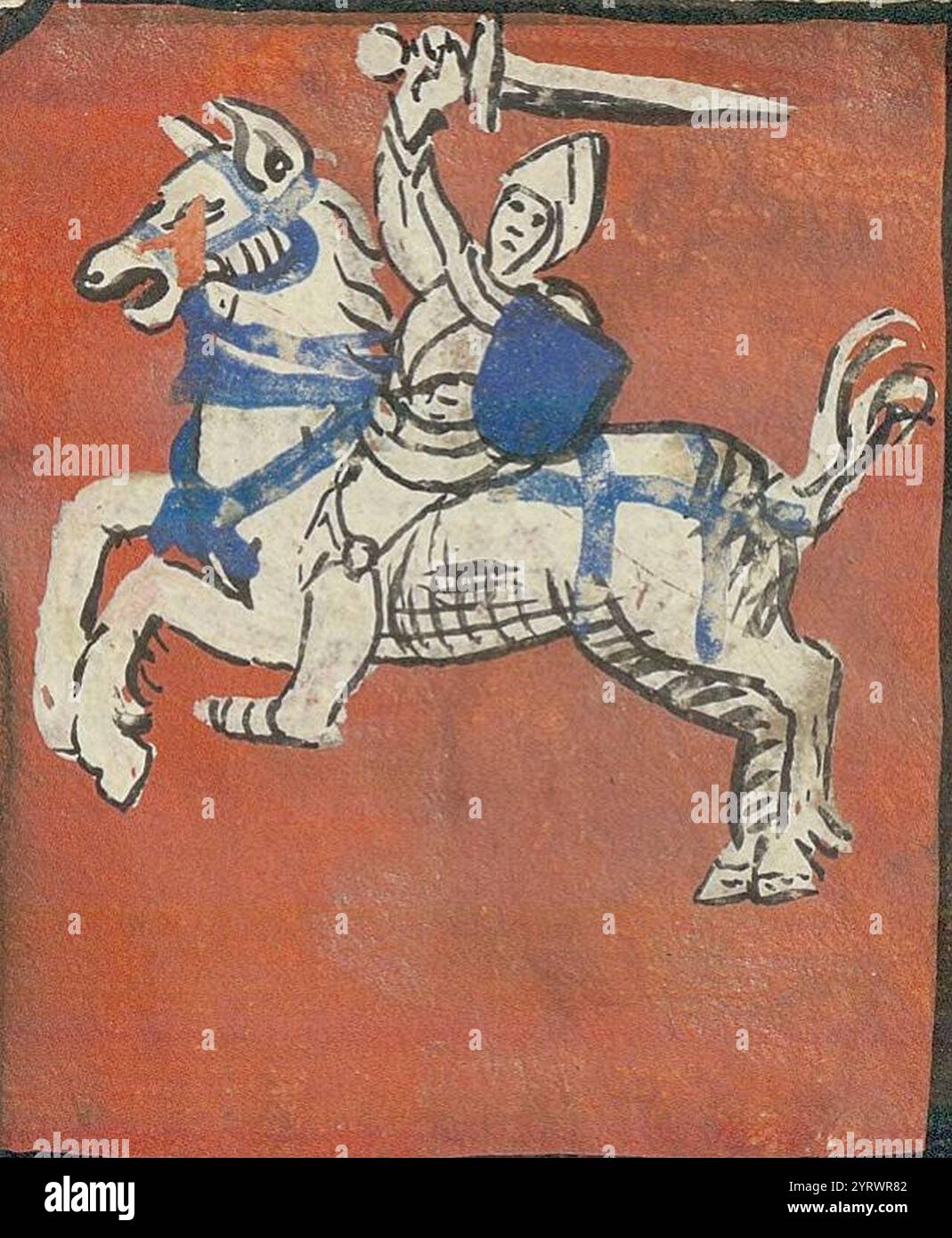 Coat of arms of Lithuania Vytis (Waykimas) with blue shield, bridles ...