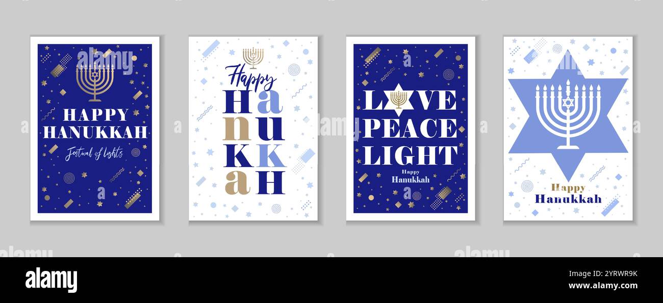 Happy Hanukkah 2025, creative greeting cards set. Vector concept for ...