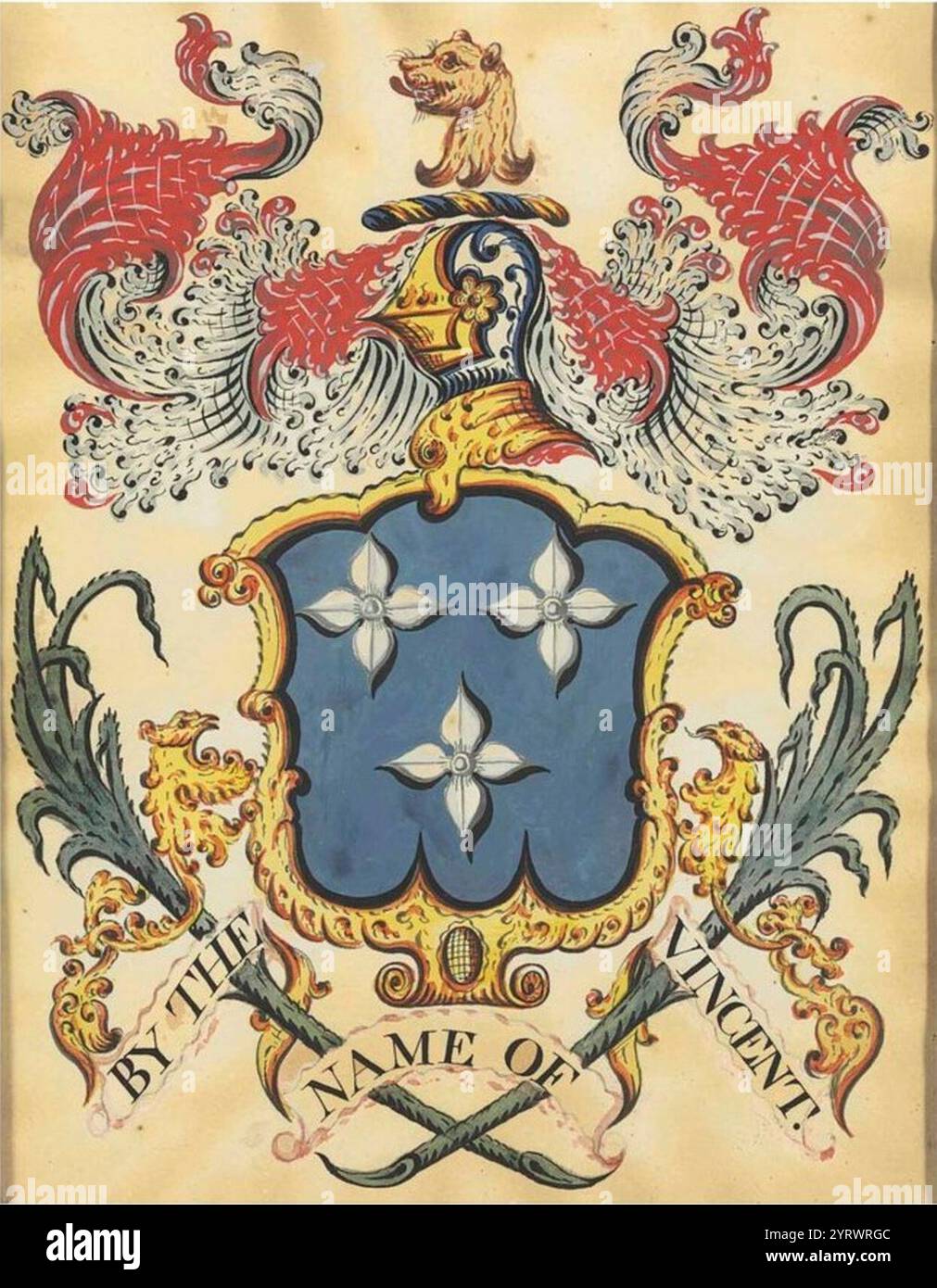 Coat of arms of Vincent family (by John Coles Stock Photo - Alamy