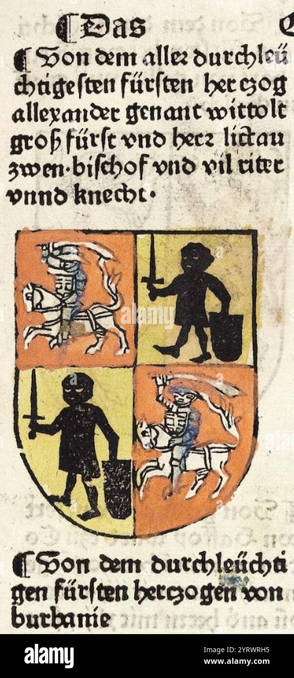 Coat of arms of Vytautas the Great with a Kęstutaičiai standing knight ...