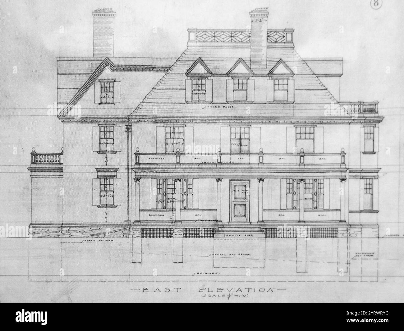 Cochrane Cottage, Manchester, MA east elevation drawing Peabody and ...