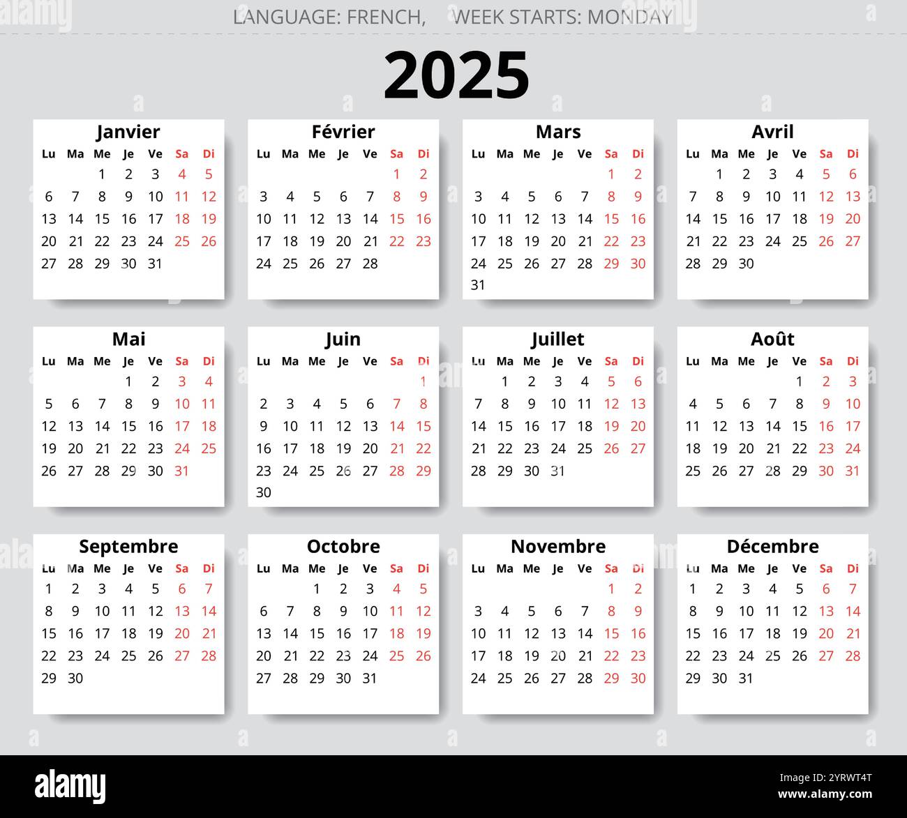 2025 french calendrier hi-res stock photography and images - Alamy