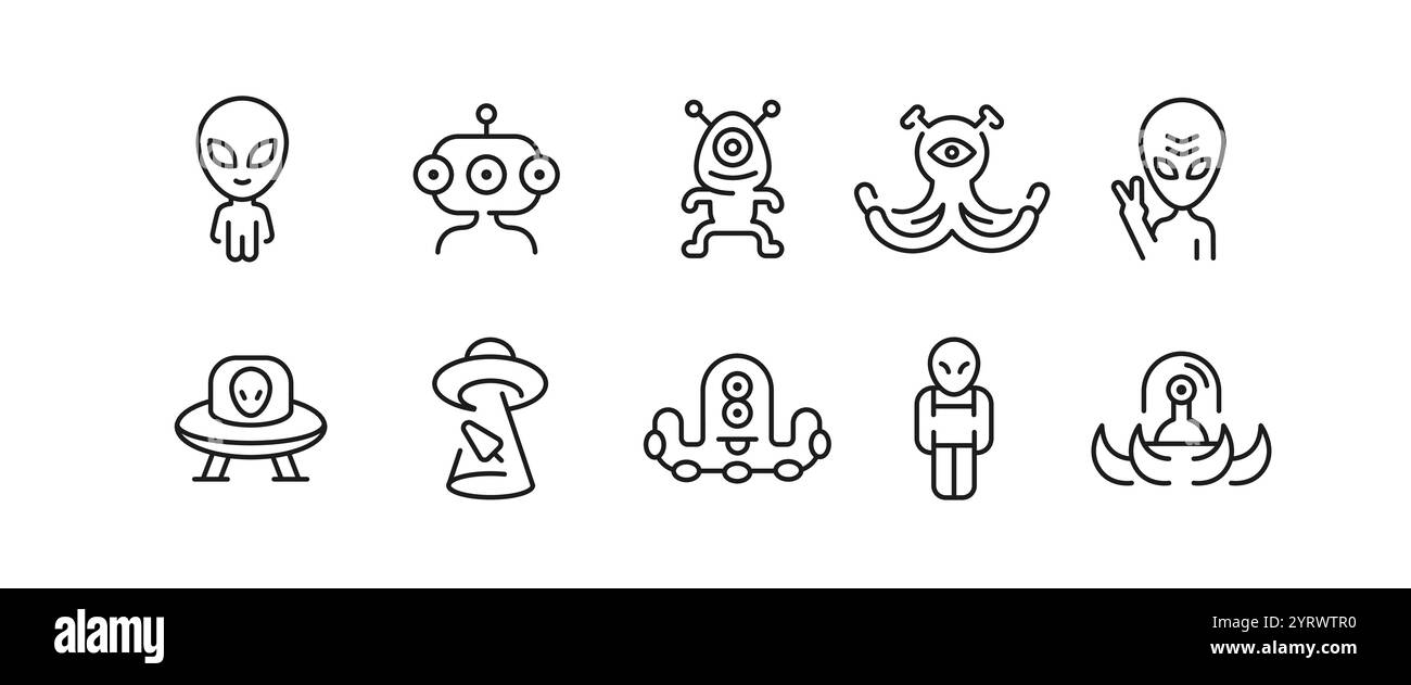 Alien Icons Set Stock Vector Image & Art - Alamy