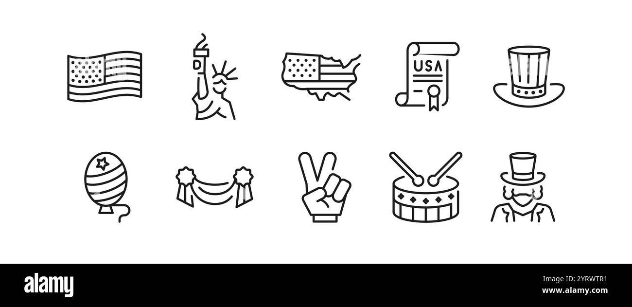 American Independence Day Icon Set Stock Vector Image & Art - Alamy