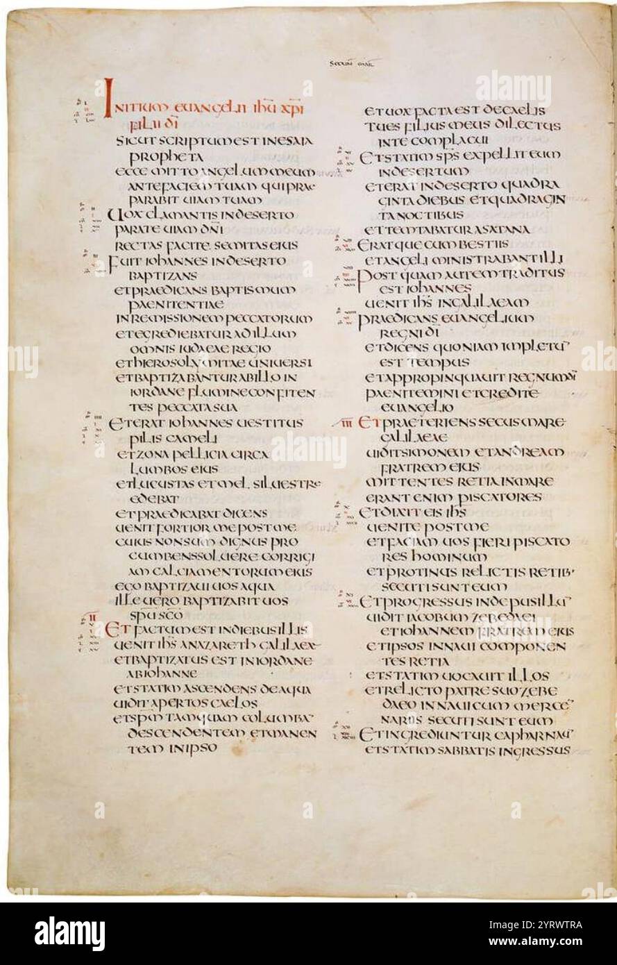 Codex Amiatinus - Gospel of Mark, chapter 1 Stock Photo - Alamy