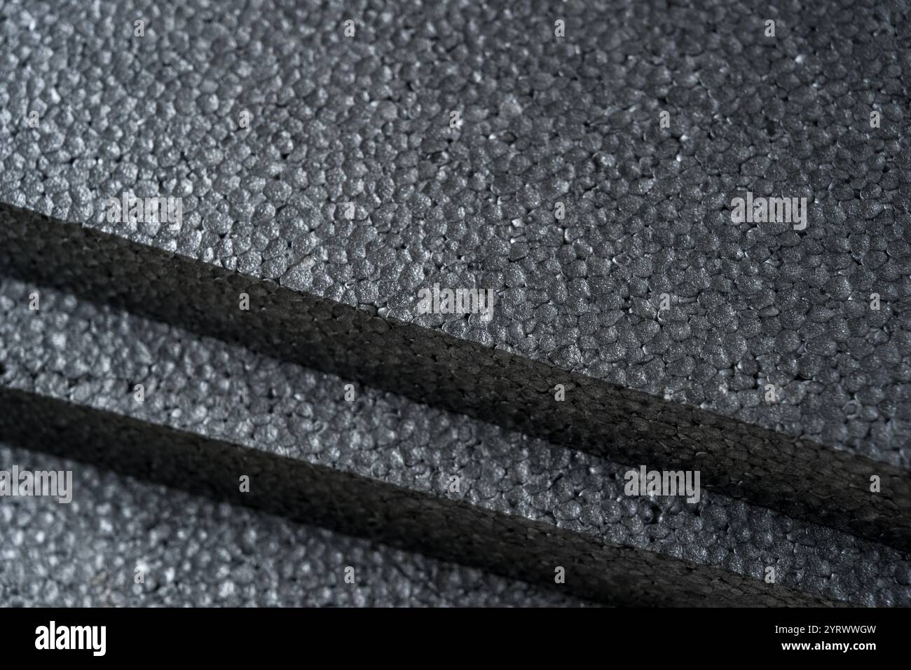 Top view of grey thermal insulation styrofoam sheets stacked on top of ...