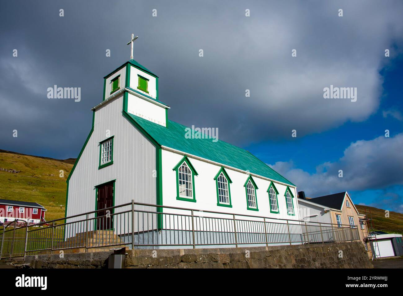 Church of Sandvik - Faroe Islands Stock Photo - Alamy