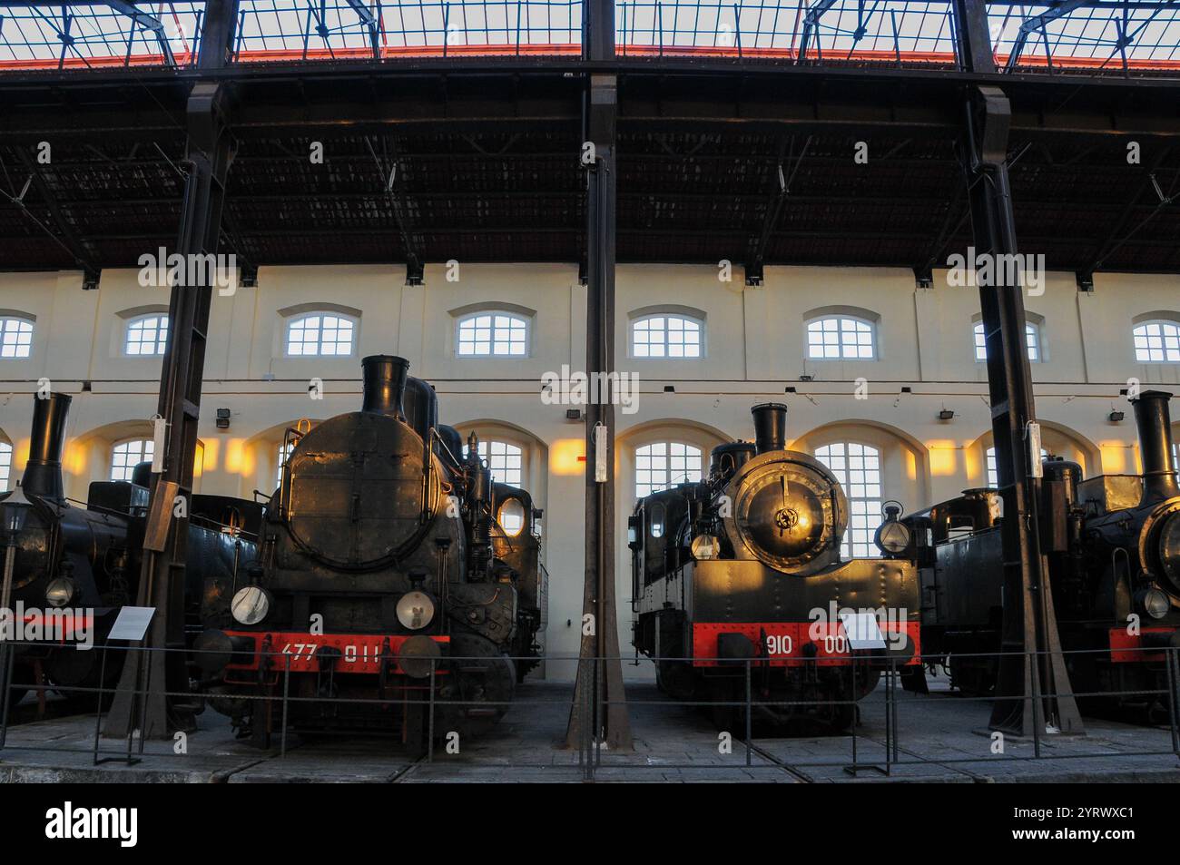 Vintage locomotives at the National Railway Museum of Pietrarsa ...