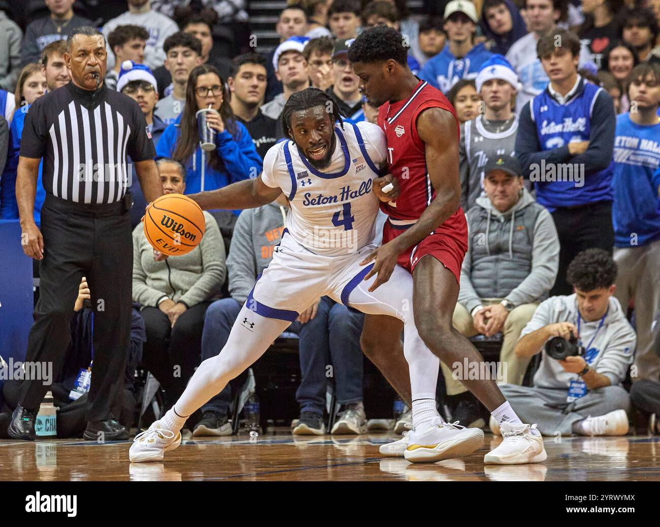 Seton Hall Pirates forward Prince Aligbe (4) gets pressure from N.J.I.T ...
