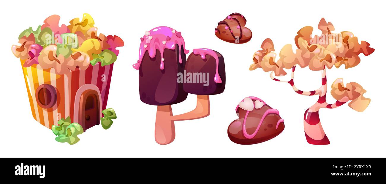 Candy land game ui landscape sugary delight elements - house made from ...