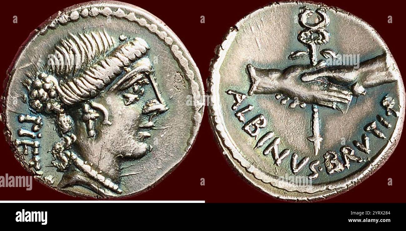 Coin minted by Decimus Junius Brutus Stock Photo - Alamy
