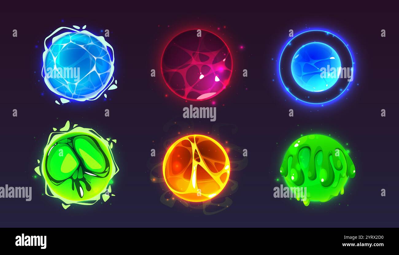 Glowing magical orbs in various colors - blue, red, green, and yellow ...