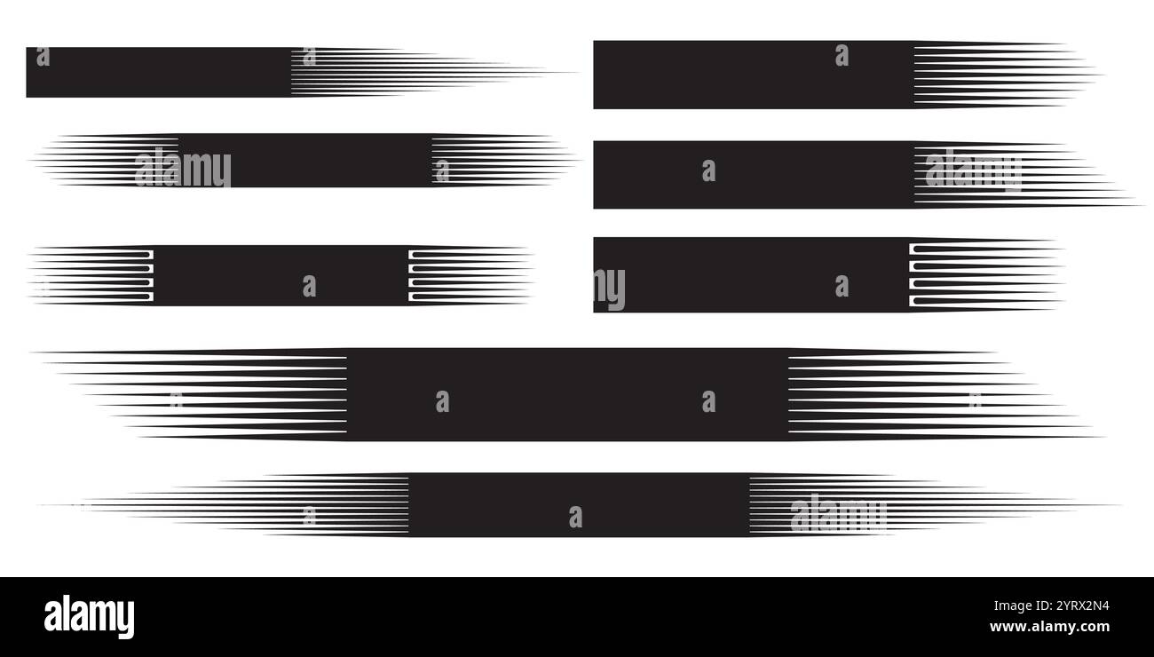 Rounded-corner speed lines in black. Simple comic-style motion effect ...