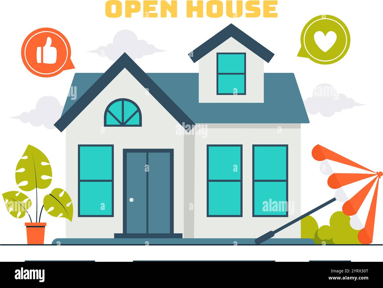 Open House Vector Illustration for Property Inspection, Real Estate ...
