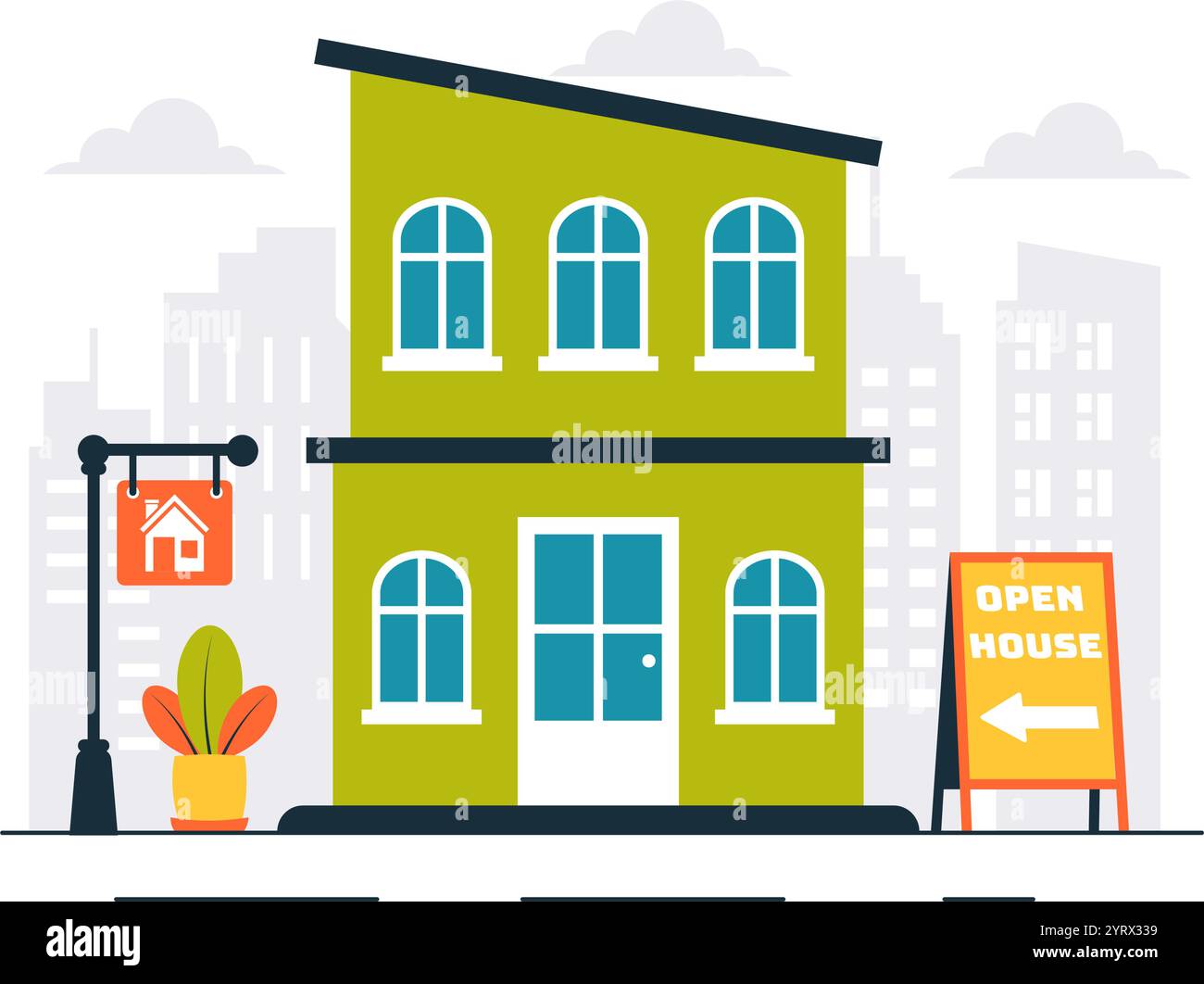 Open House Vector Illustration for Property Inspection, Real Estate ...