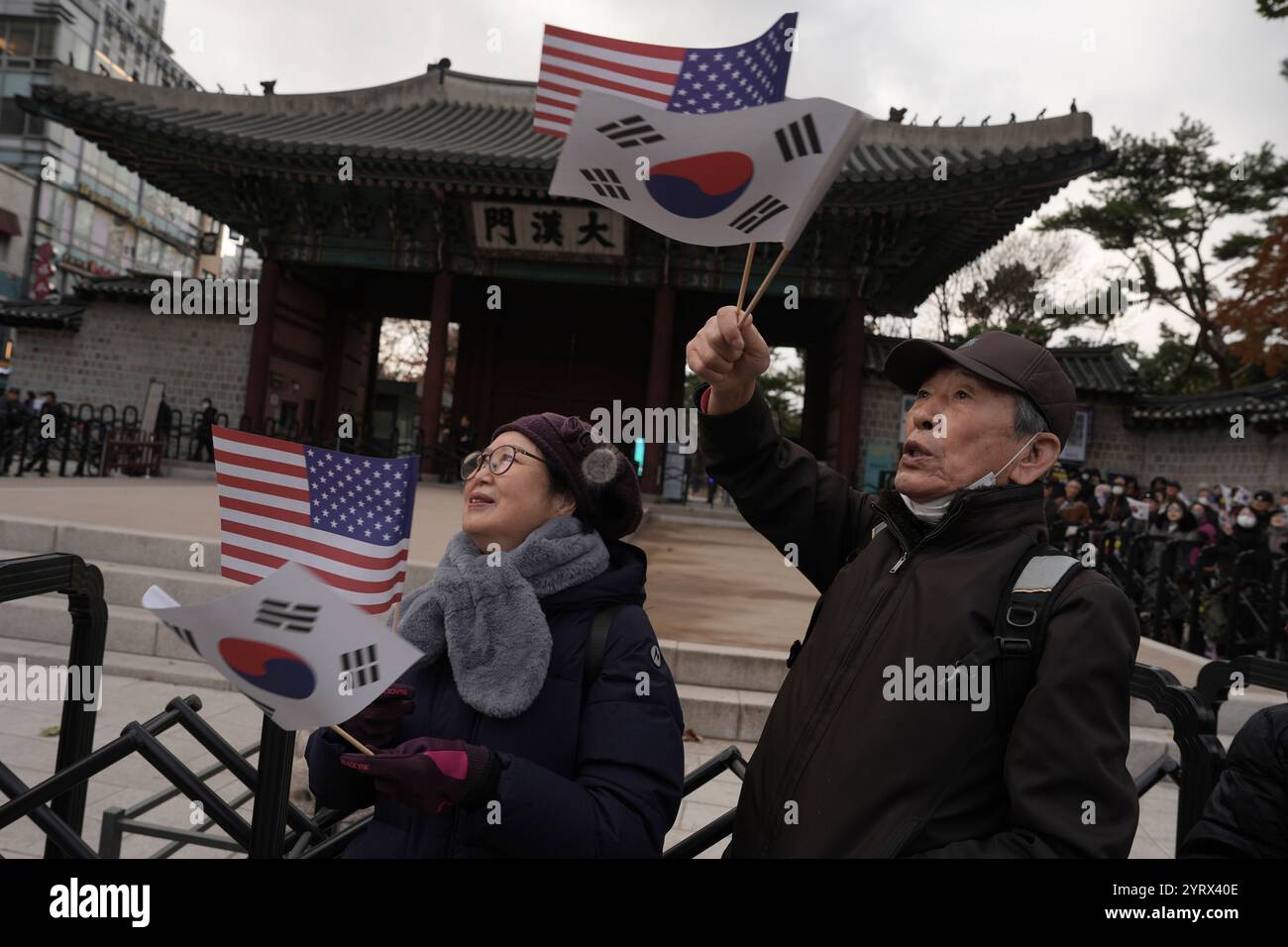 Supporters of South Korean President Yoon Suk Yeol rally in Seoul, South Korea, Thursday, Dec. 5 ...
