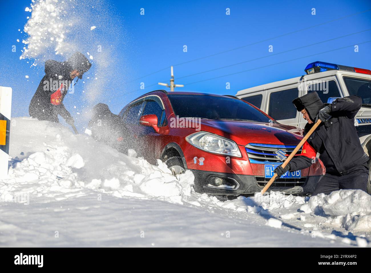 ALTAY, CHINA - DECEMBER 5, 2024 - Police at Kuwei Border Police Station ...
