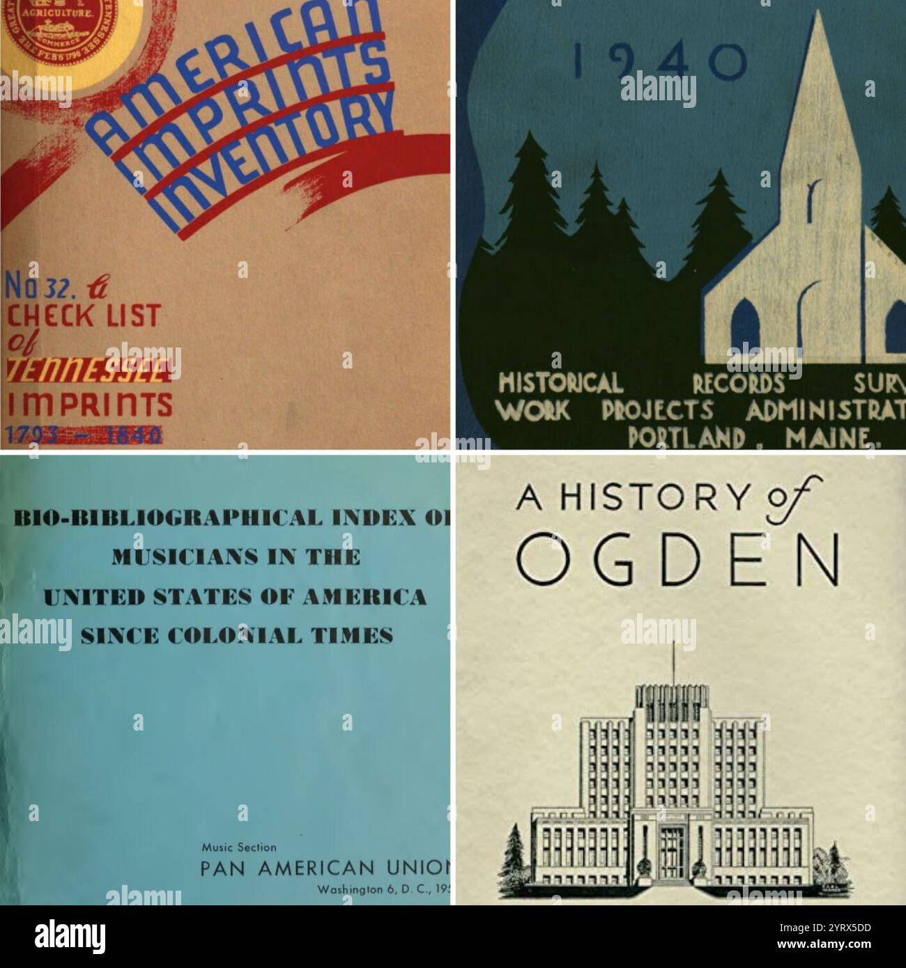 Collage of WPA Historical Records Survey publications 1 Stock Photo - Alamy