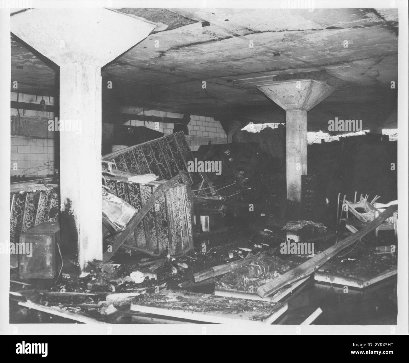 Collapsed shelving in the National Personnel Records Center in St ...