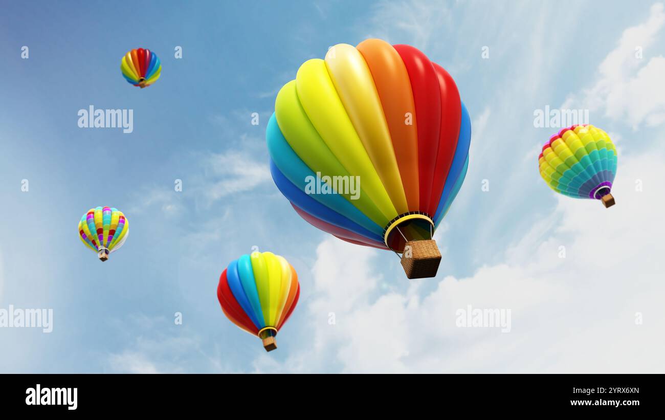 Colorful hot air balloons rising in the air Stock Photo - Alamy