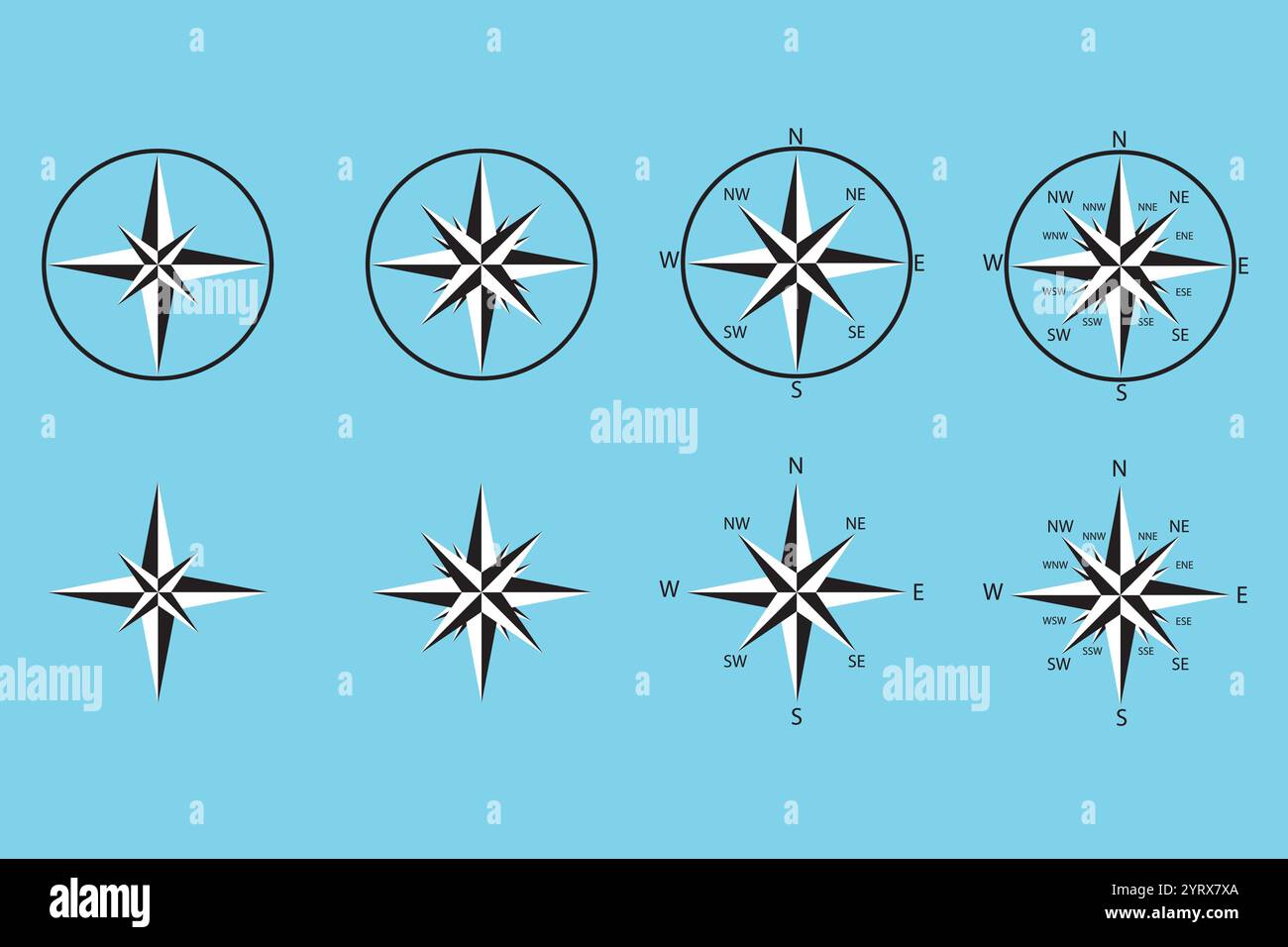 Compass rose of winds with directional dials for vintage and modern ...
