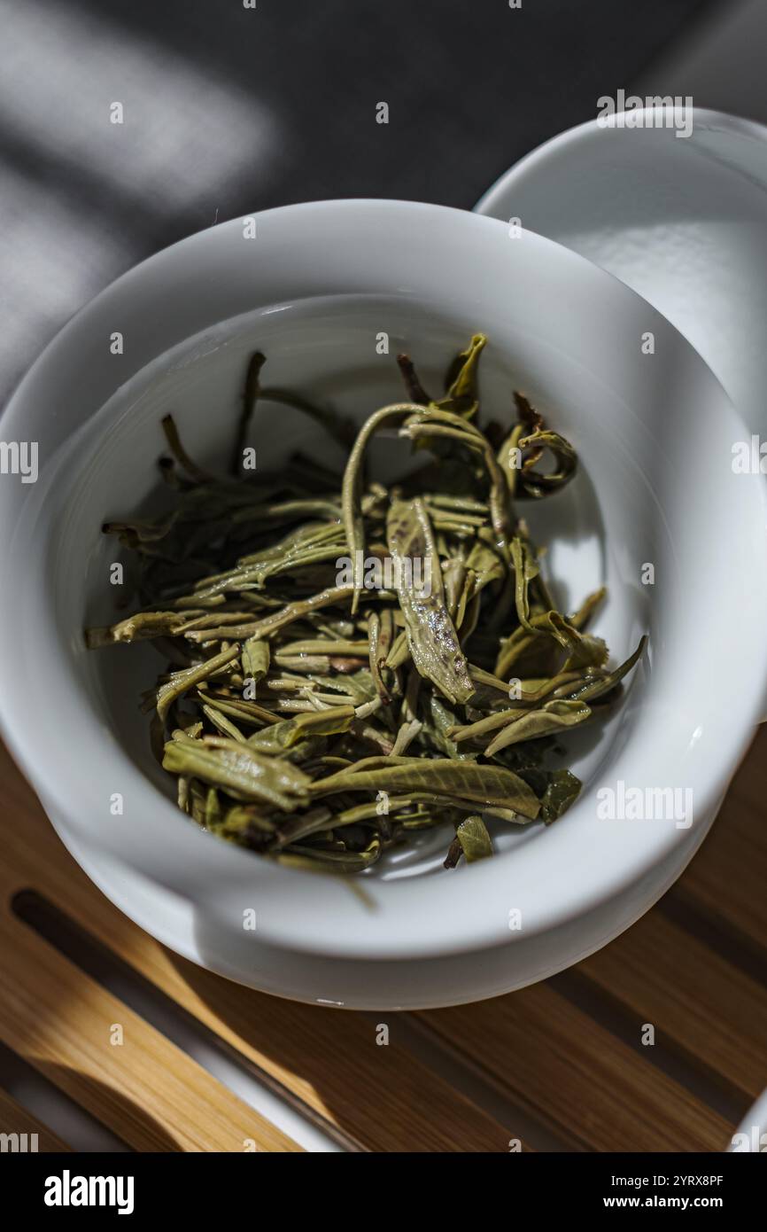 Delicate and Beautiful Green Tea Leaves Displayed in a Minimalist and ...