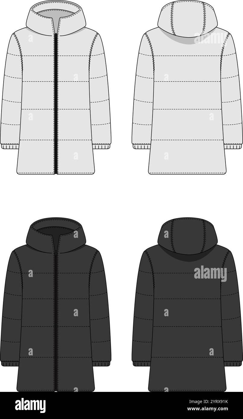 Down coat ( puffer coat ) vector template illustration set Stock Vector ...