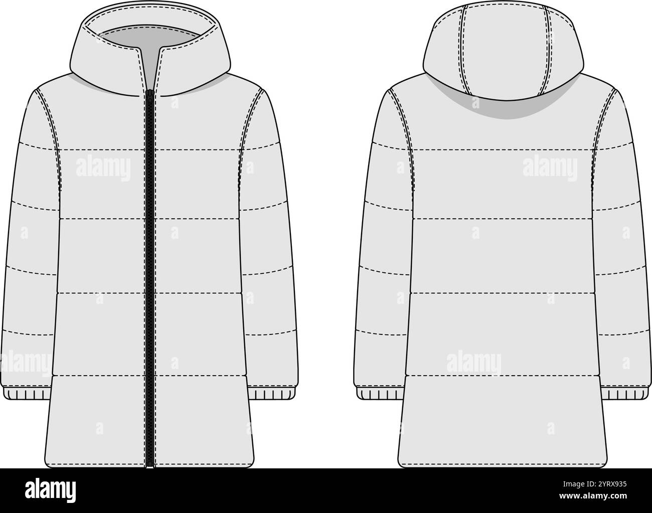 Down coat ( puffer coat ) vector template illustration Stock Vector ...
