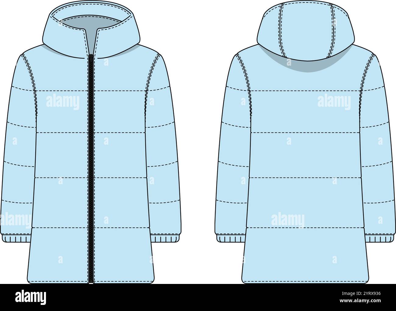 Down coat ( puffer coat ) vector template illustration Stock Vector ...
