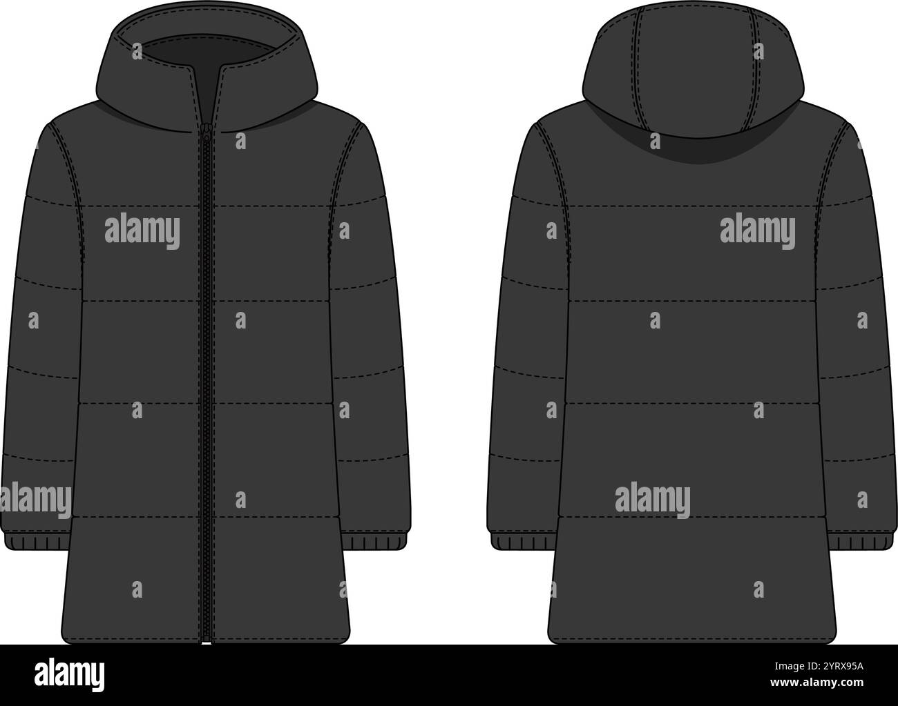 Down coat ( puffer coat ) vector template illustration Stock Vector ...