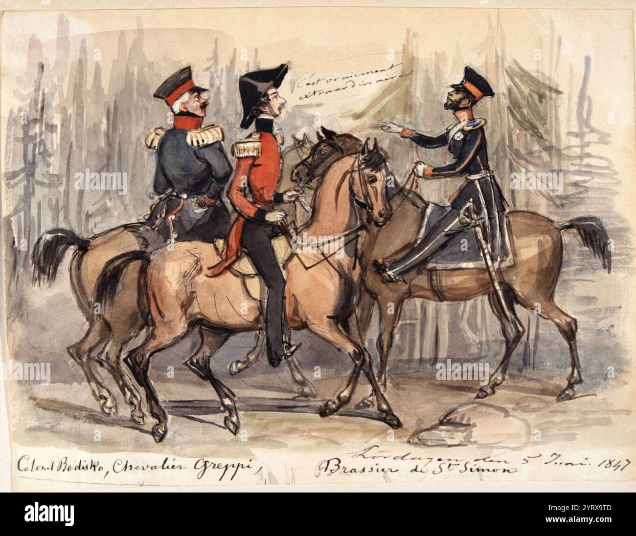 Colonel Bodisco, Chevalier Greppi, Brassier de St Simon. Fritz von ...