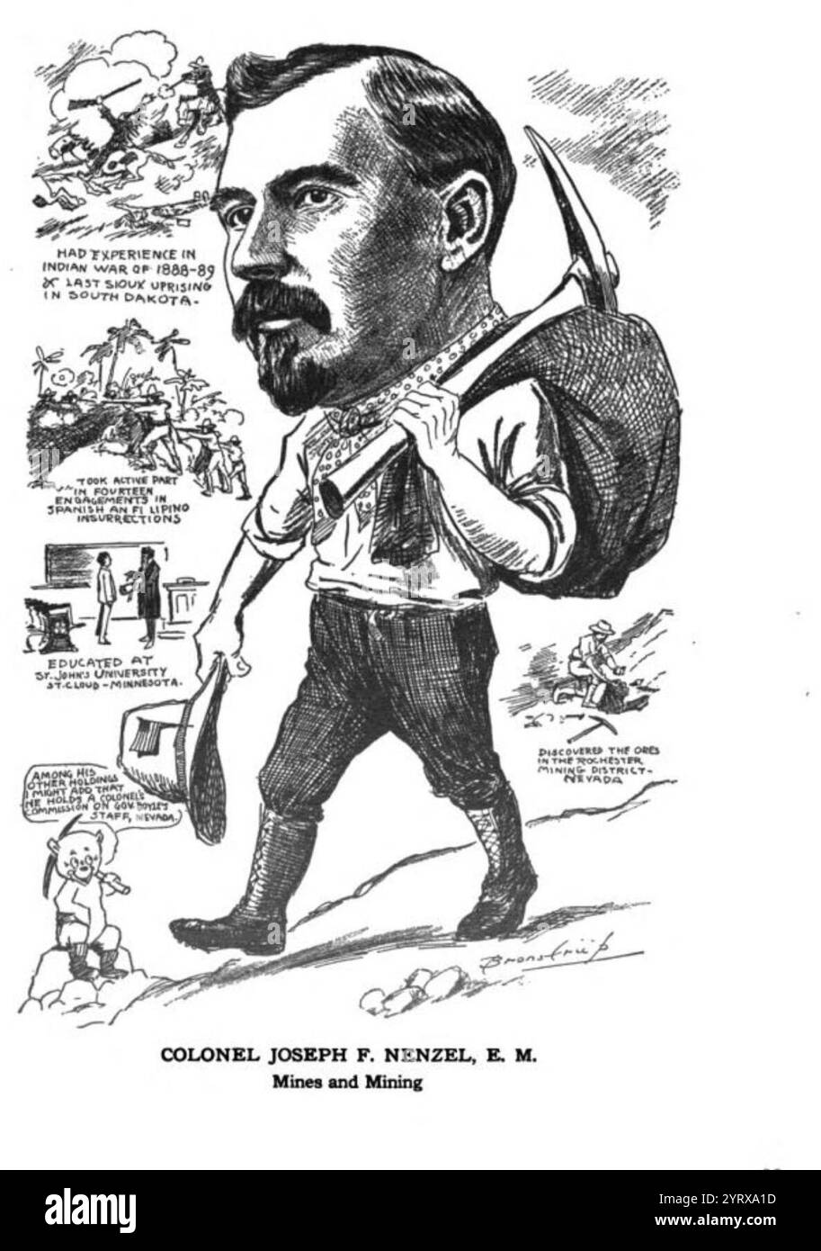 Colonel Joseph F. Nenzel, E. M., Mines and Mining. Caricature Stock ...