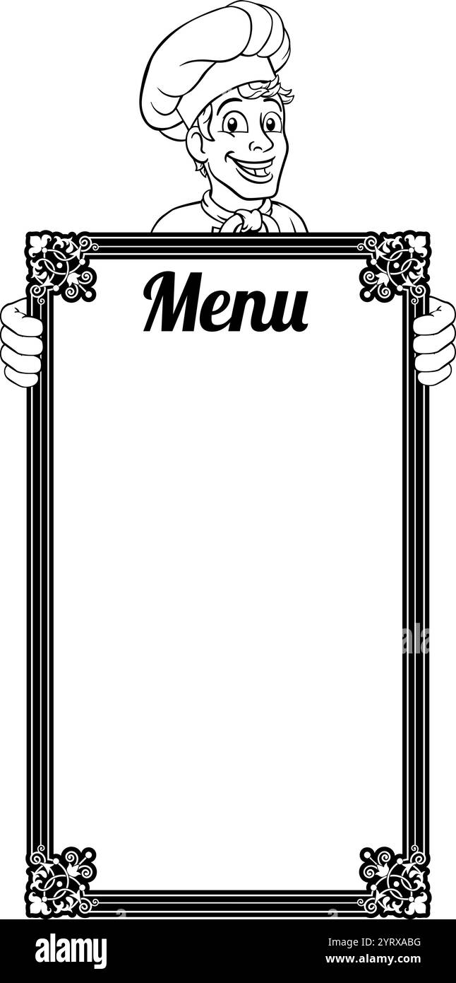 Chef Cook Baker Cartoon Man Menu Sign Background Stock Vector Image ...