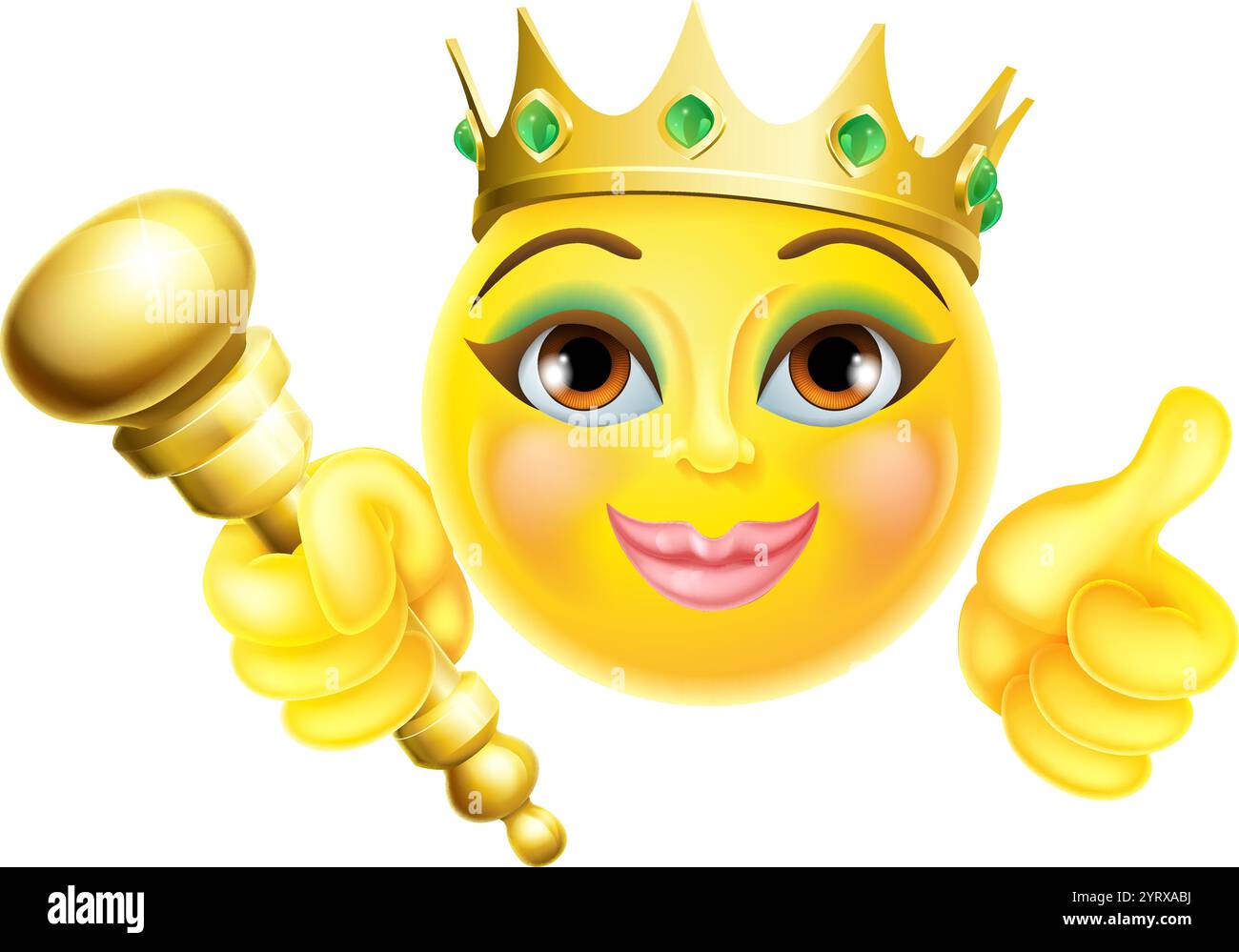 Queen Princess Emoticon Gold Crown Cartoon Face Stock Vector Image ...