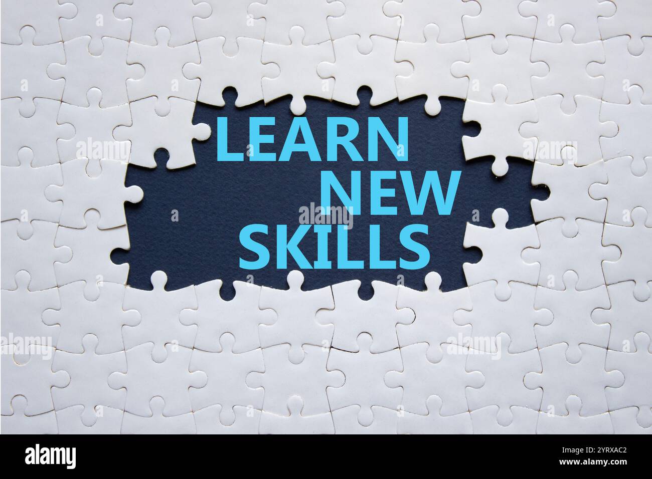 Learn new skills symbol. Concept words Learn new skills on white puzzle ...